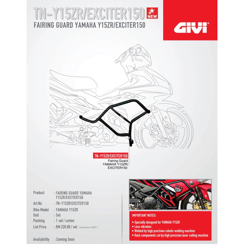GIVI Yamaha Engine Guard Y15ZR / EXCITER150 Motor Accessories Guard ...