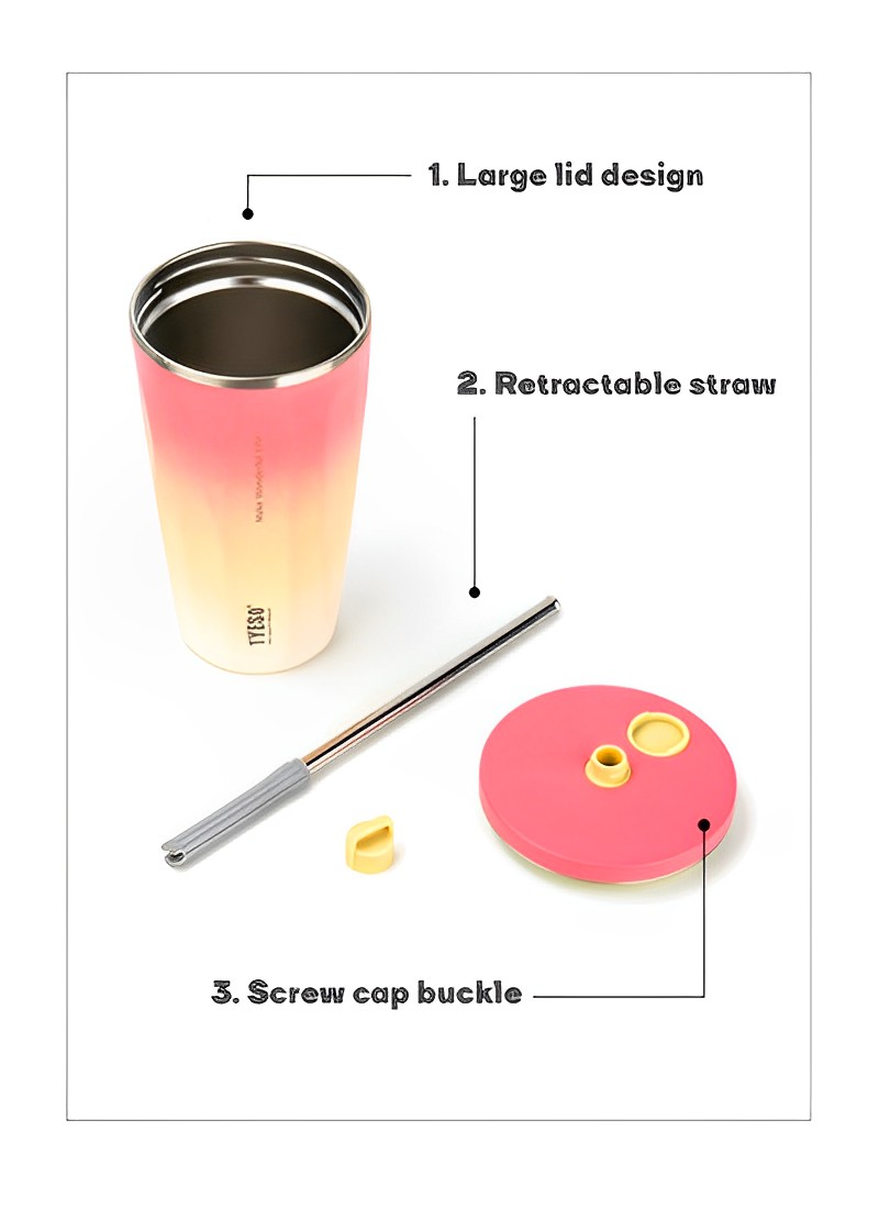 Tyeso Gradient Coffee Mug 600ml With Retractable Straw 6x Free Gifts ...