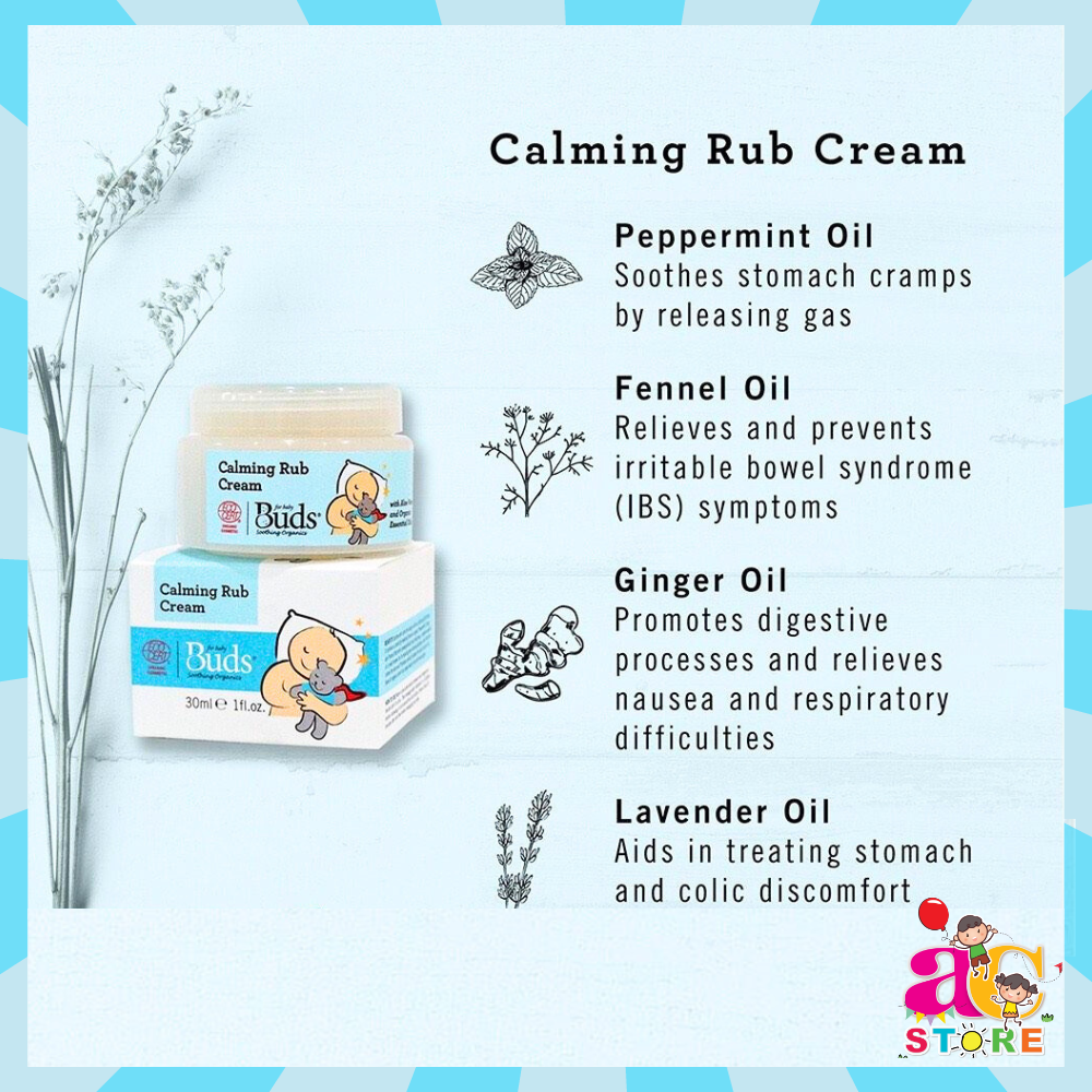 AC- Buds Soothing Organics Calming Rub Cream 30ml / 50ml (Tube) - Baby ...
