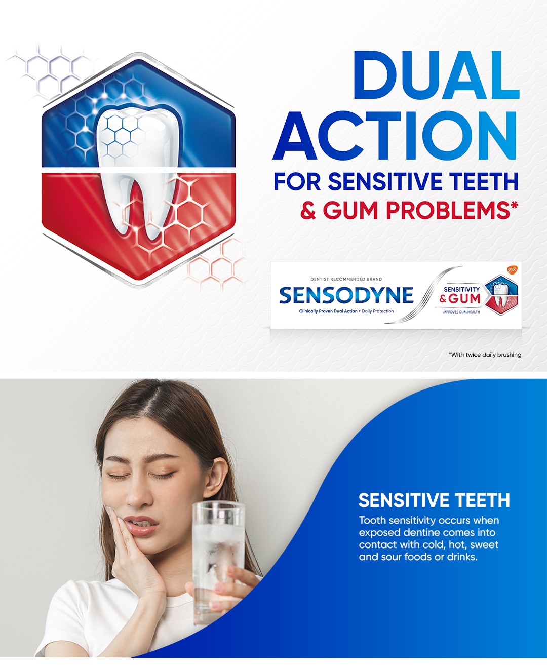 Sensodyne Sensitivity & Gum Sensitivity Relief Whitening, Extra Fresh & Caring Mint Toothpaste ...
