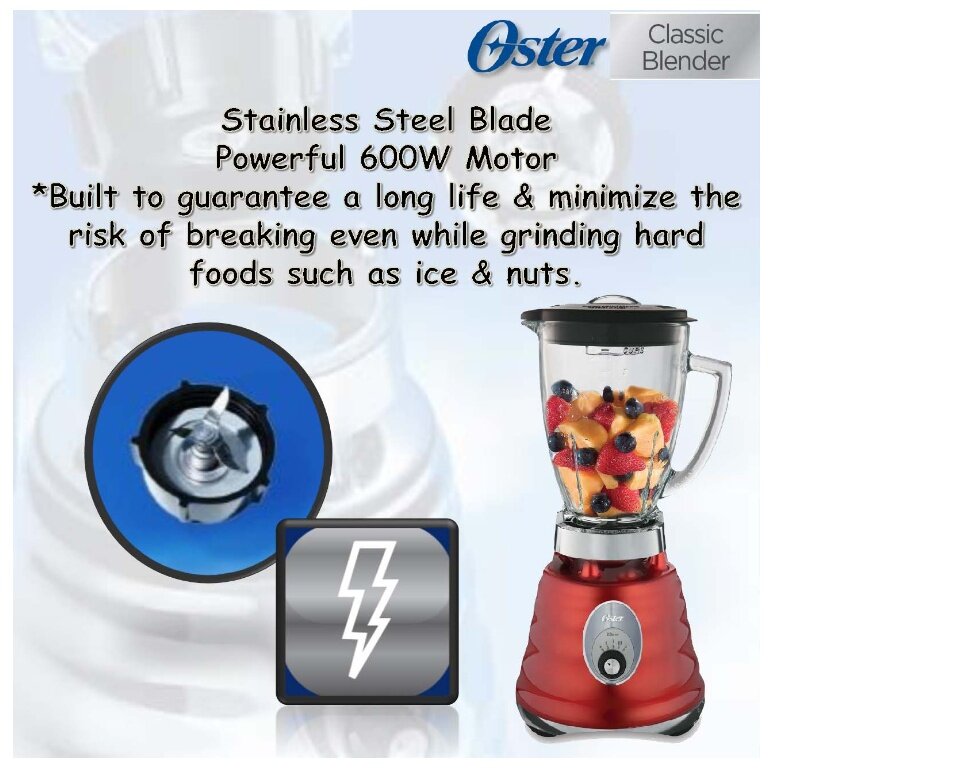 OSTER Classic Chrome Beehive Glass Jar Blender BLST4090 | Shopee Malaysia