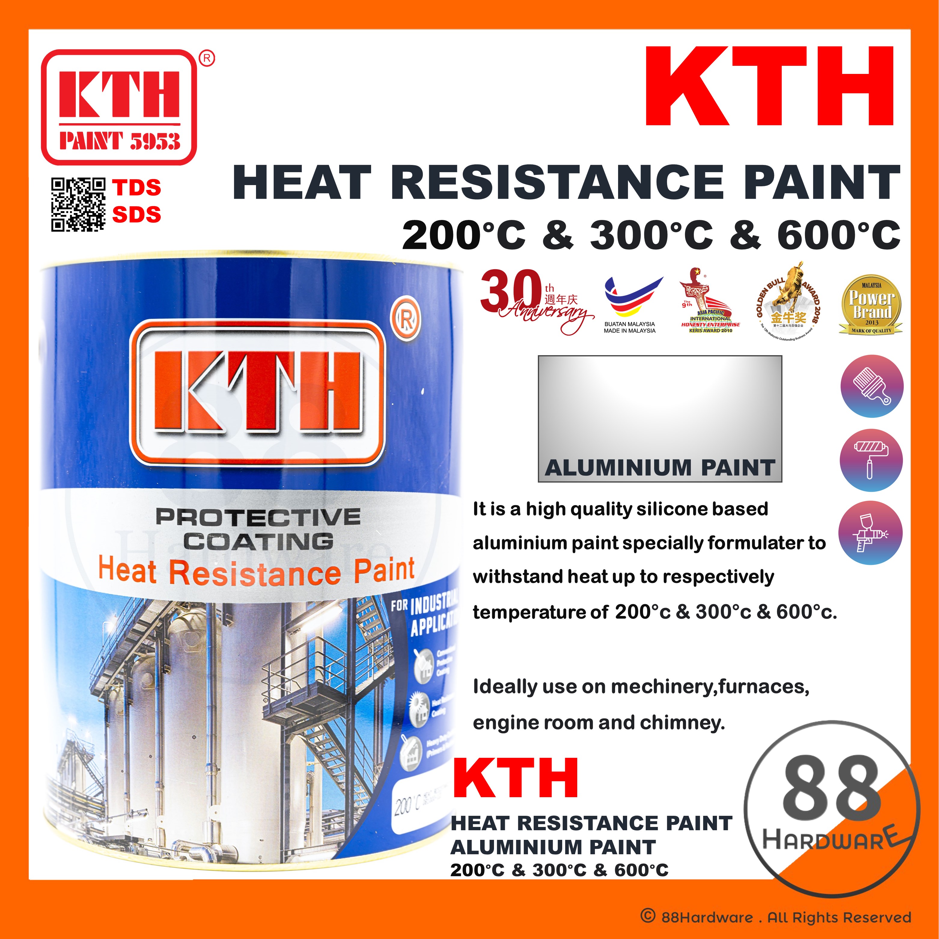 5L Kth heat resistance aluminium paint / high gloss paint / cat silver ...