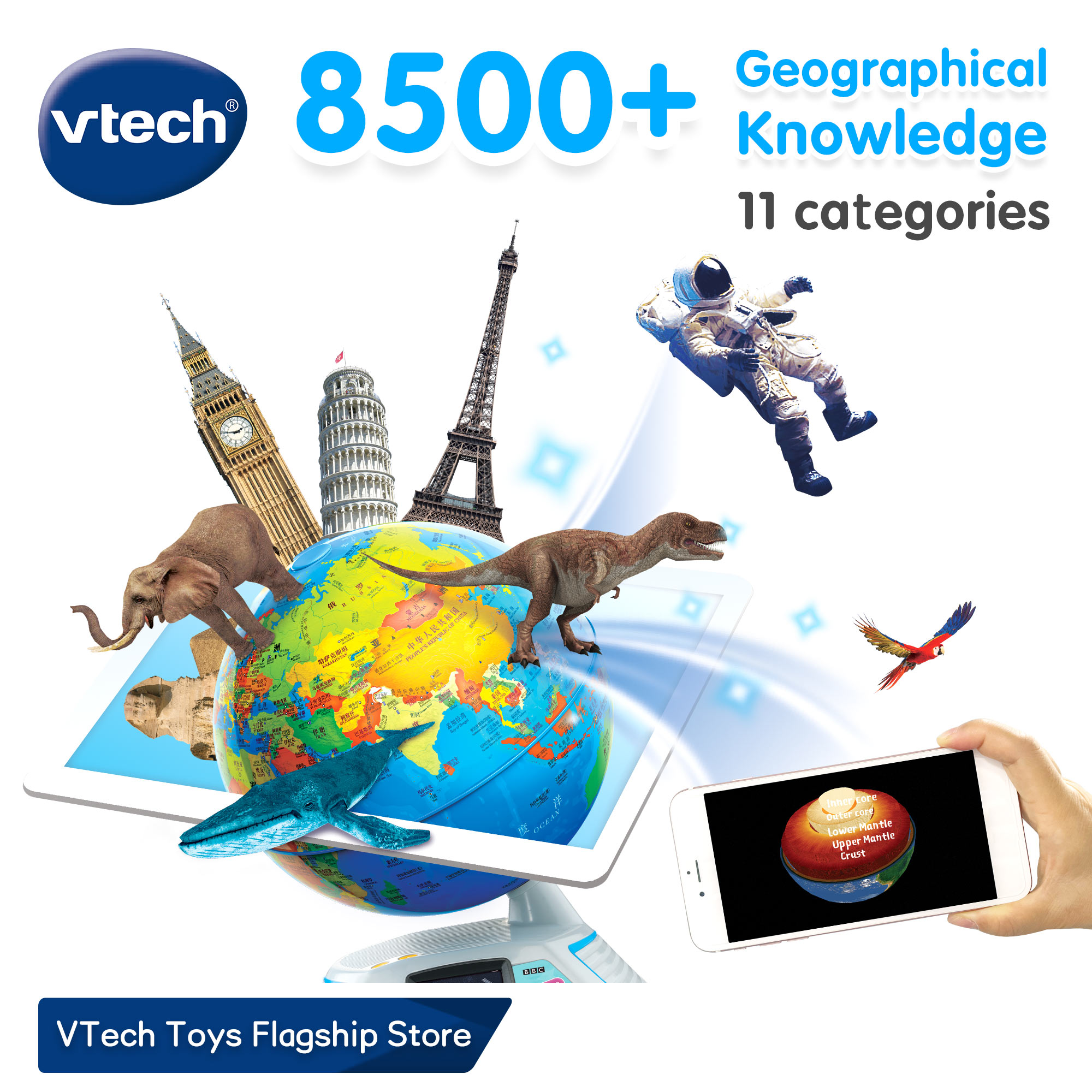 VTech Magic Adventure Globe English & Chinese BBC Video Kids Learning ...