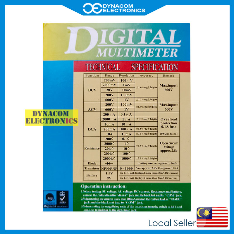 DT830D Portable Mini Digital Multimeter with Buzzer & Battery ...