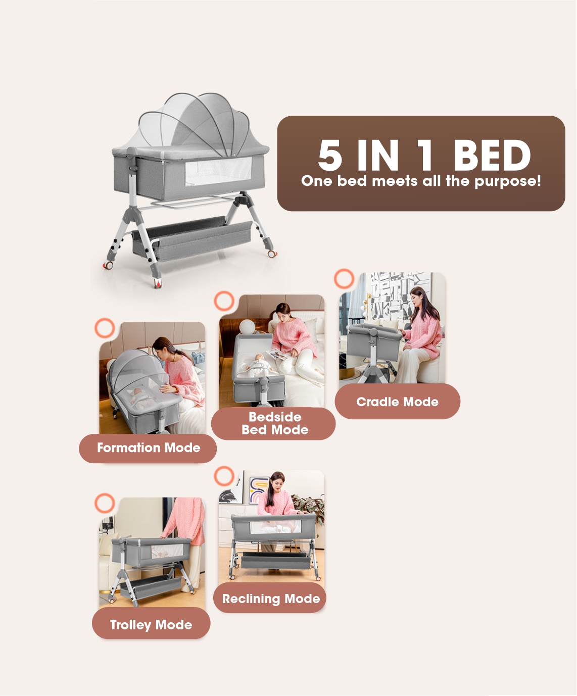 [Clearance] [UPGRADED] 5 in 1 Portable Baby Cot Bed Tilam Katil Baby ...