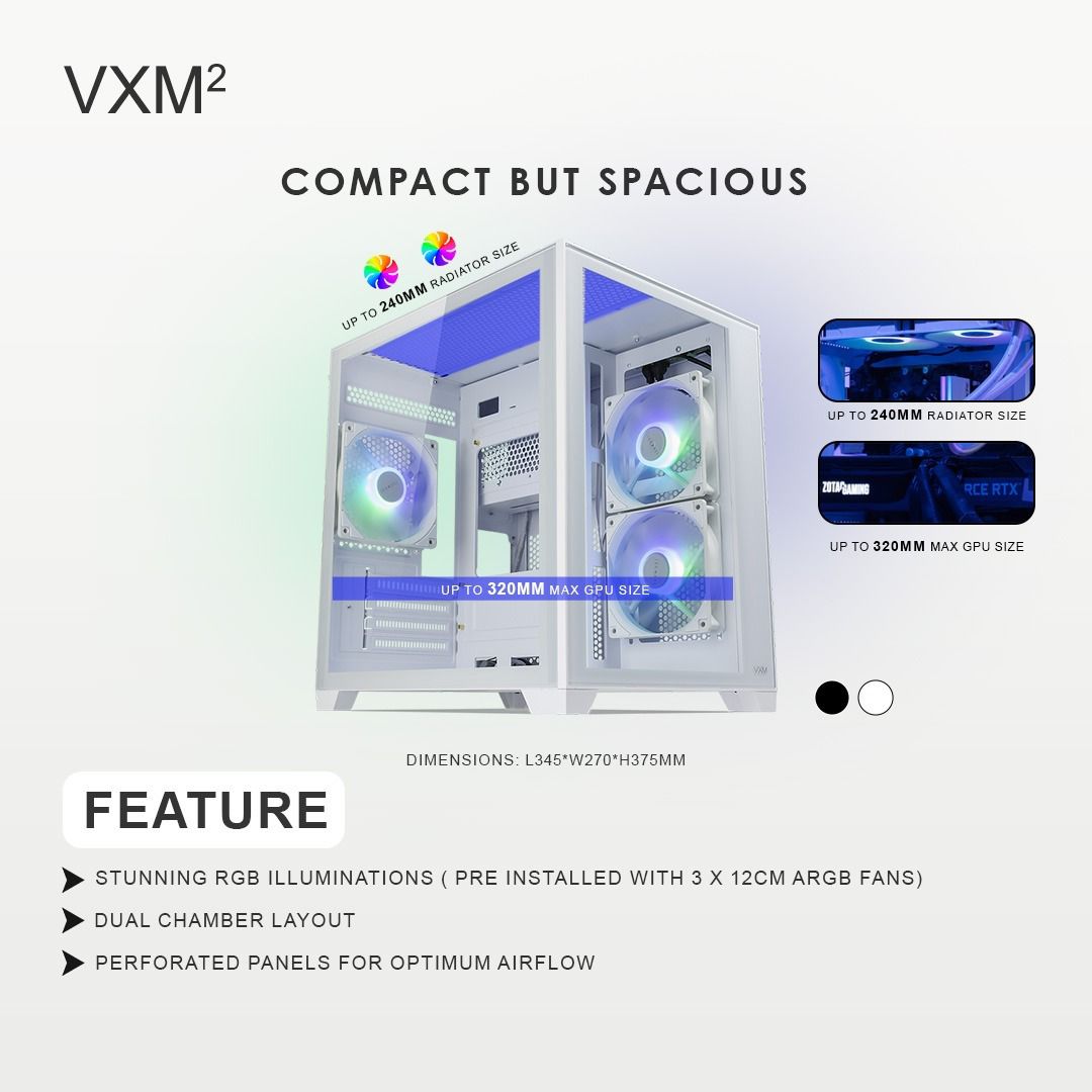 TECWARE VXM/VXM2 Dual Chamber mATX Case - Tool-less Panel Design ...