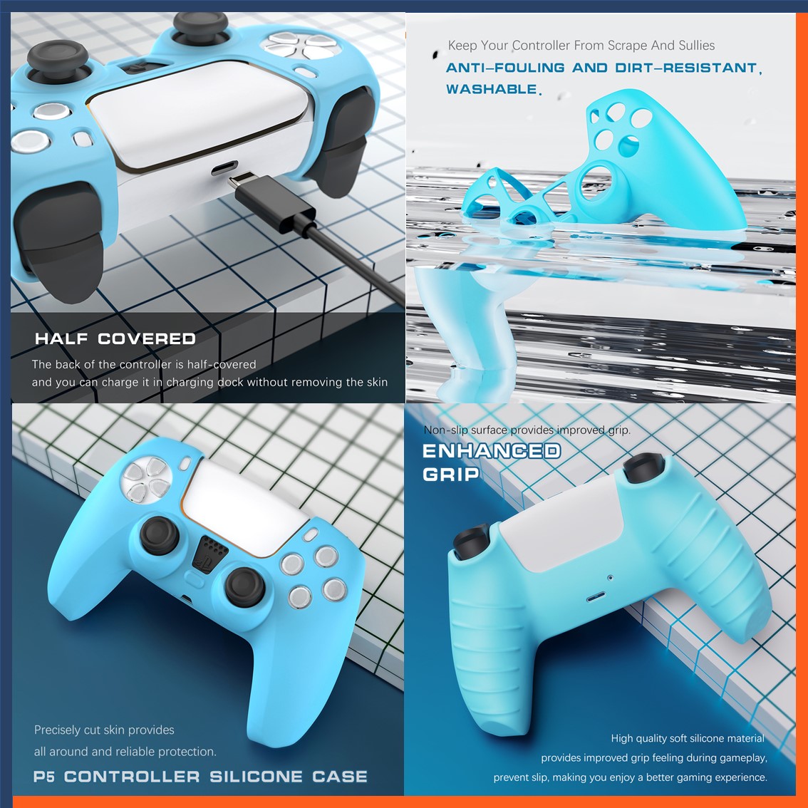PS5 Controller Silicone Soft Case Translucent Shell DualShock5 Cover ...