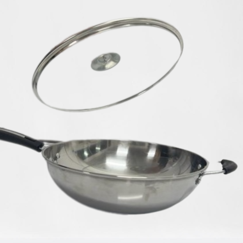 33cm Kitchen Cooking Sliver Round Single Handle Pan Kuali Pemegang ...