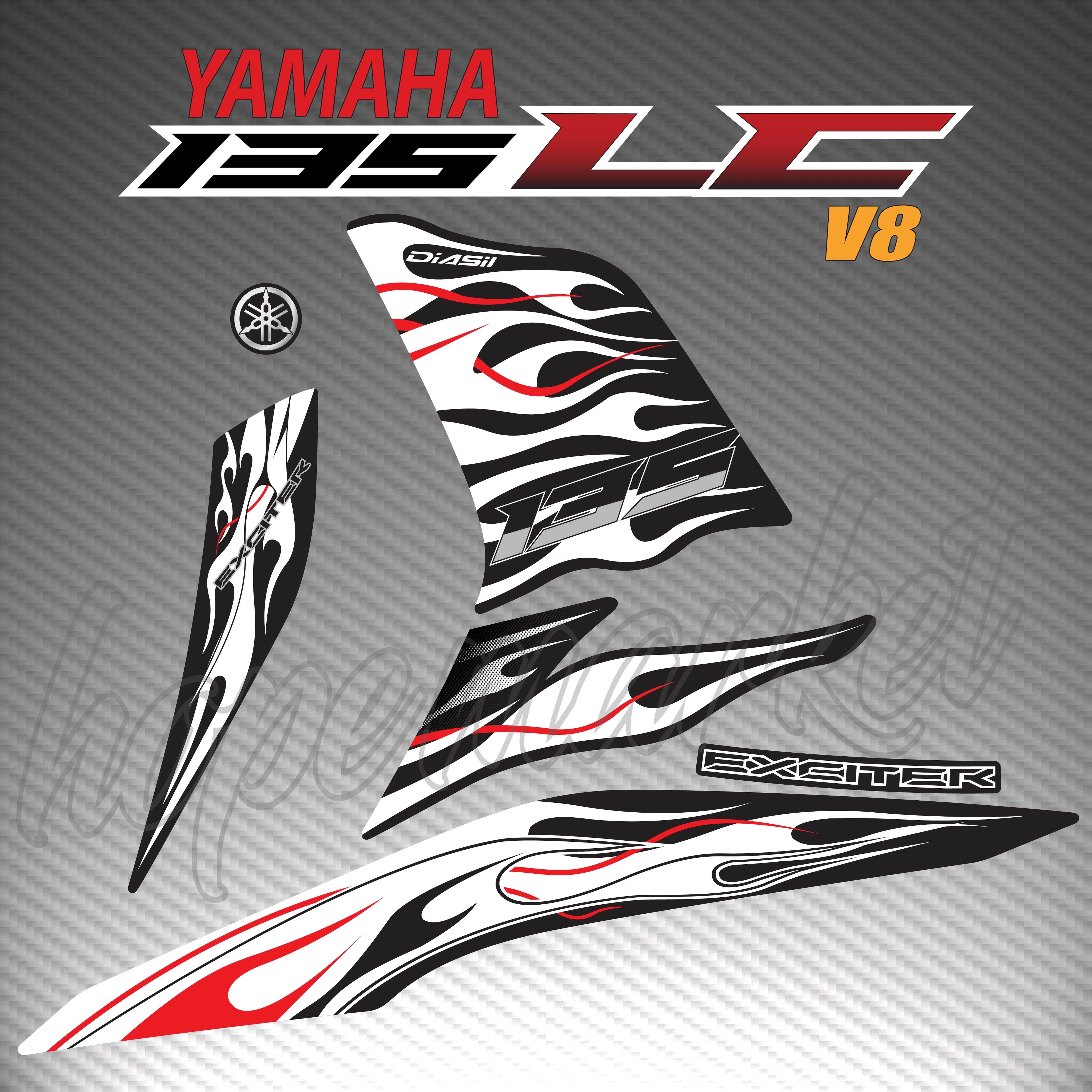 STRIPE MOTOR YAMAHA LC135 V8 Fi EXCITER VIETNAM FIRE CUSTOM BODY ...