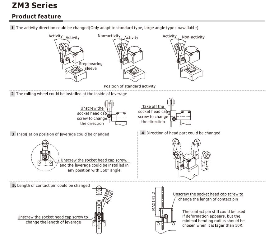 AirTAC Control Valve 3/2 way ZM3 Series Mechanical Valve Limit Switch Valve 1/8" *Invoice ...