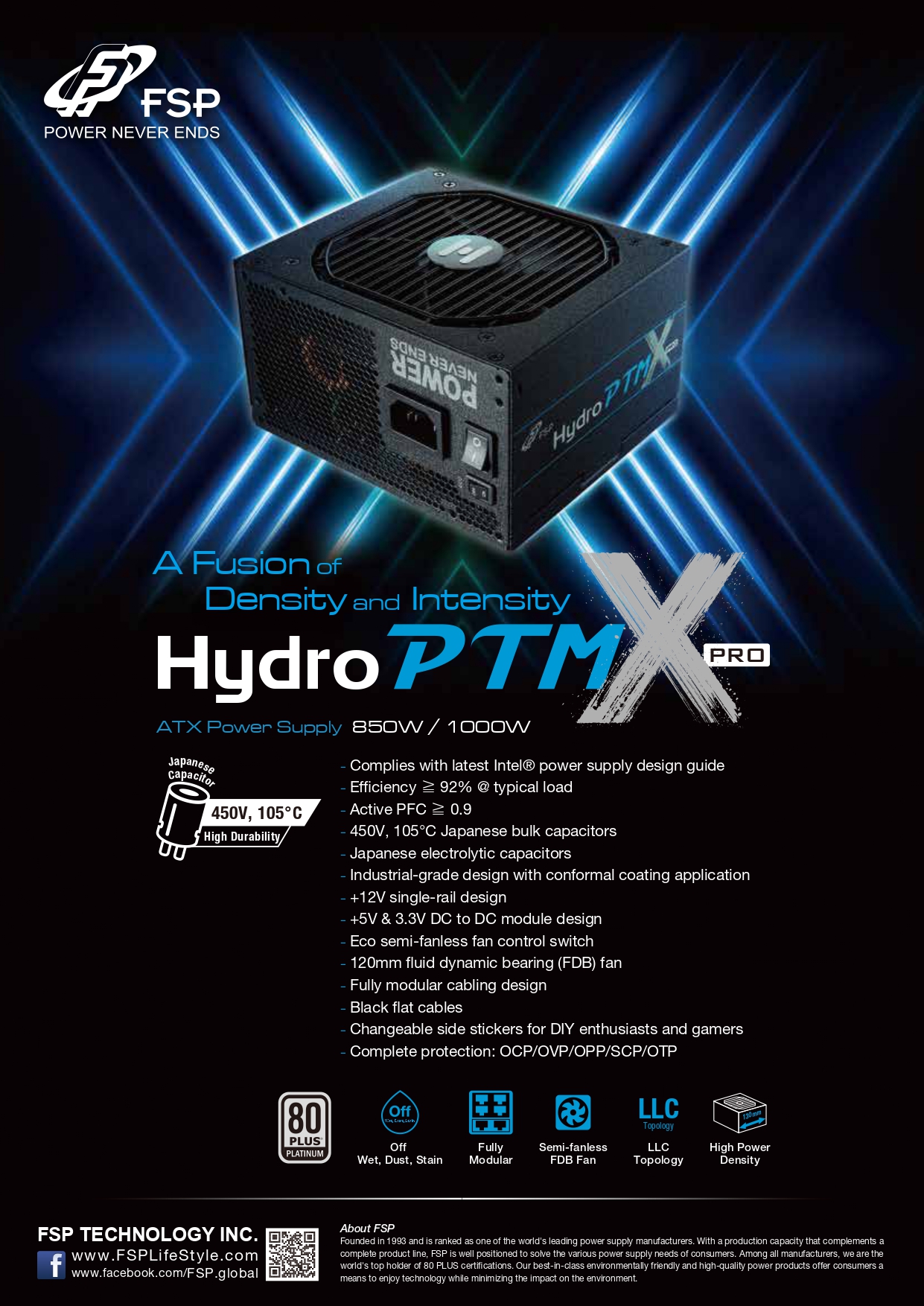 FSP HYDRO PTM X PRO 1000W 80 Plus Platinum Full Modular POWER SUPPLY ...