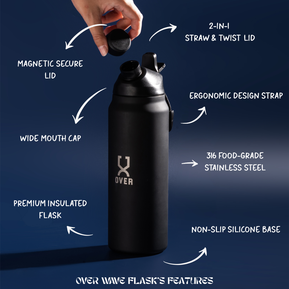 OVER Wave Thermo Duo Lid Flask Durable 316 Stainless Steel 900ML Thermo ...