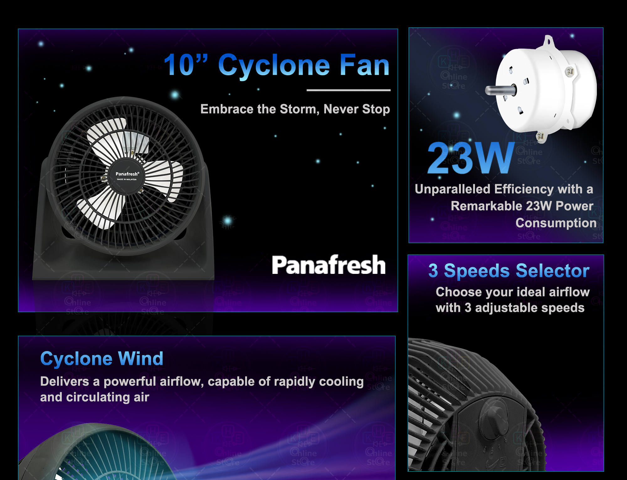 【Sirim Approved】Panafresh 10" Kipas Angin Silent Baby Mini Desk Cyclone ...