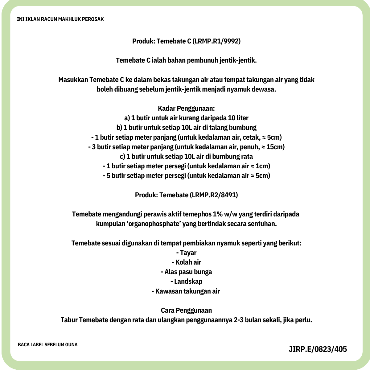 [𝐎𝐟𝐟𝐢𝐜𝐢𝐚𝐥𝐒𝐞𝐥𝐥𝐞𝐫] ubat jentik jentik nyamuk ; mosquito larvae killer ...