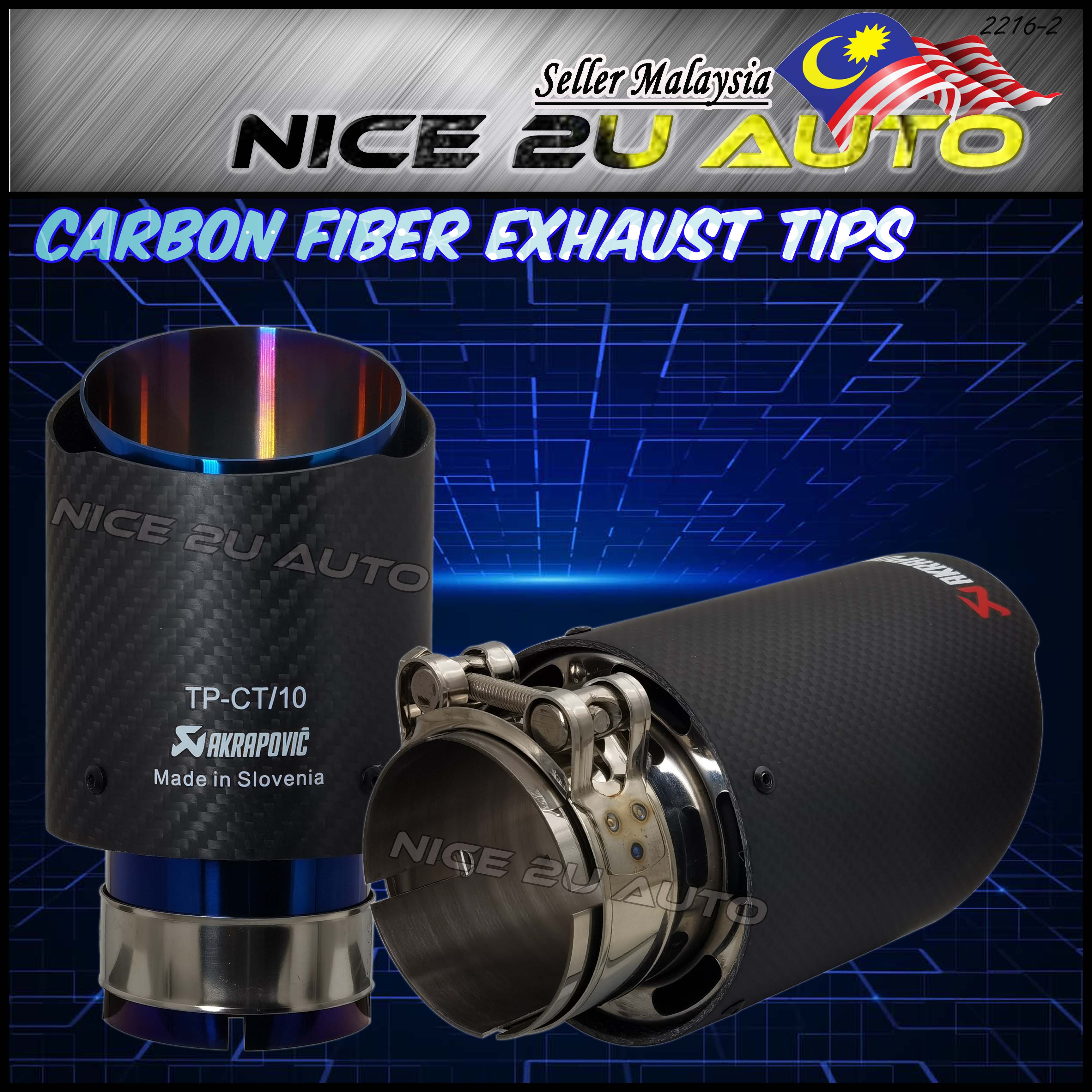 Akrapovic Carbon Fiber Design Reflective Matte Exhaust Straight Tip ...