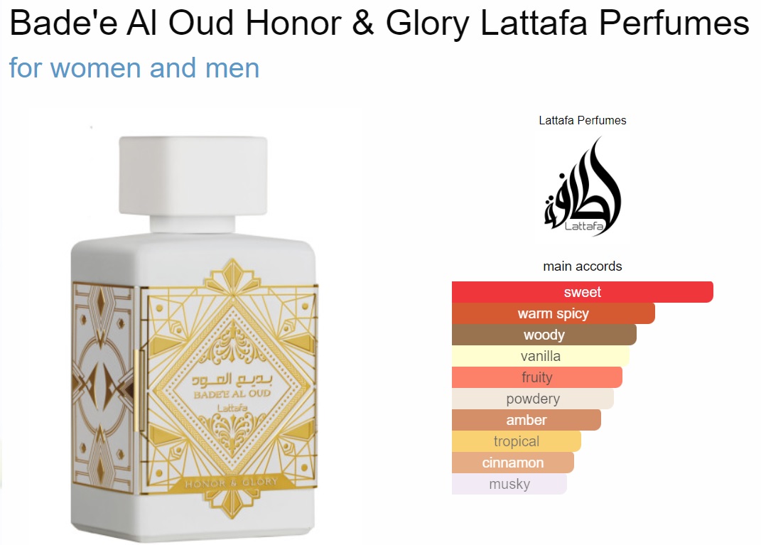 Badee Al Oud Honor & Glory Lattafa Perfumes women @ men Bad Al Oud Free ...