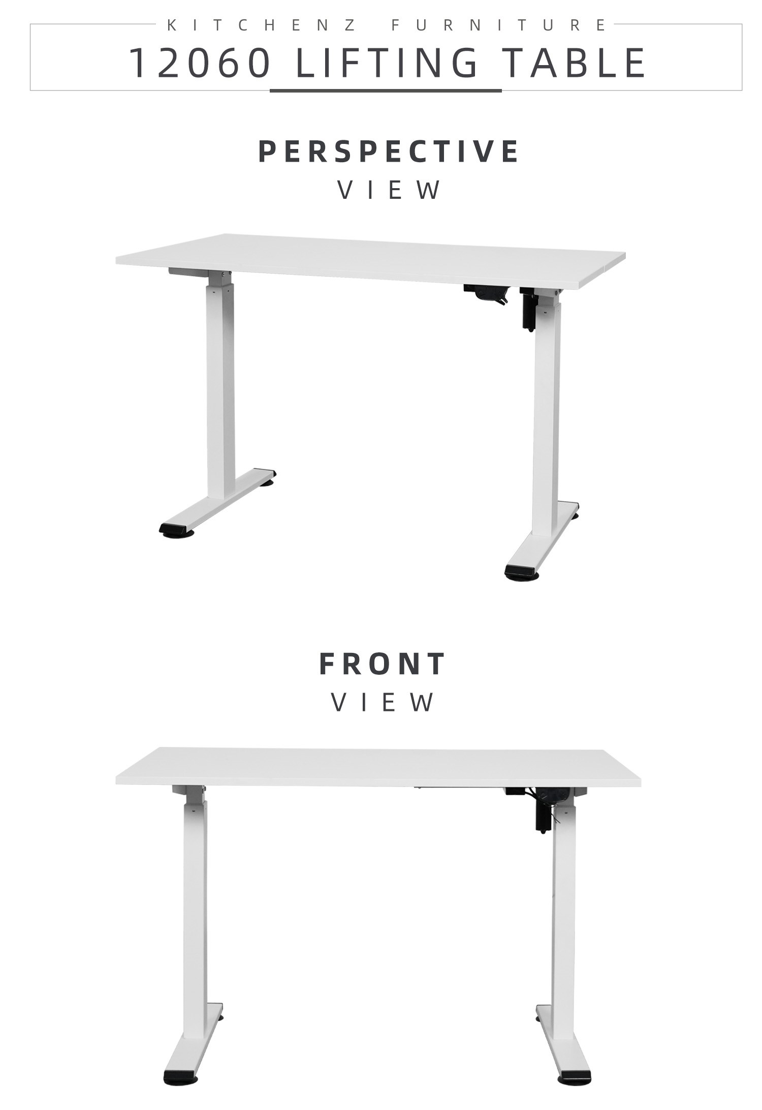 KitchenZ 120CM/140CM Smart Lifting Office Desk Melamine Table Top Metal ...