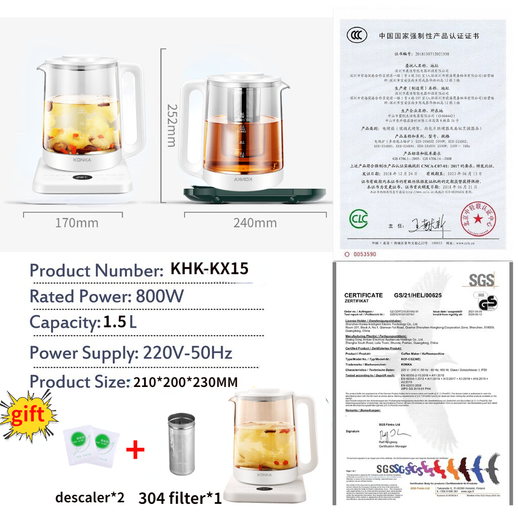 【hot】KONKA Multifunction Health Pot 1.8L Glass Electric Kitchen Cooker Soup 養生壺(带煮蛋器)[KHK-KX15 ...