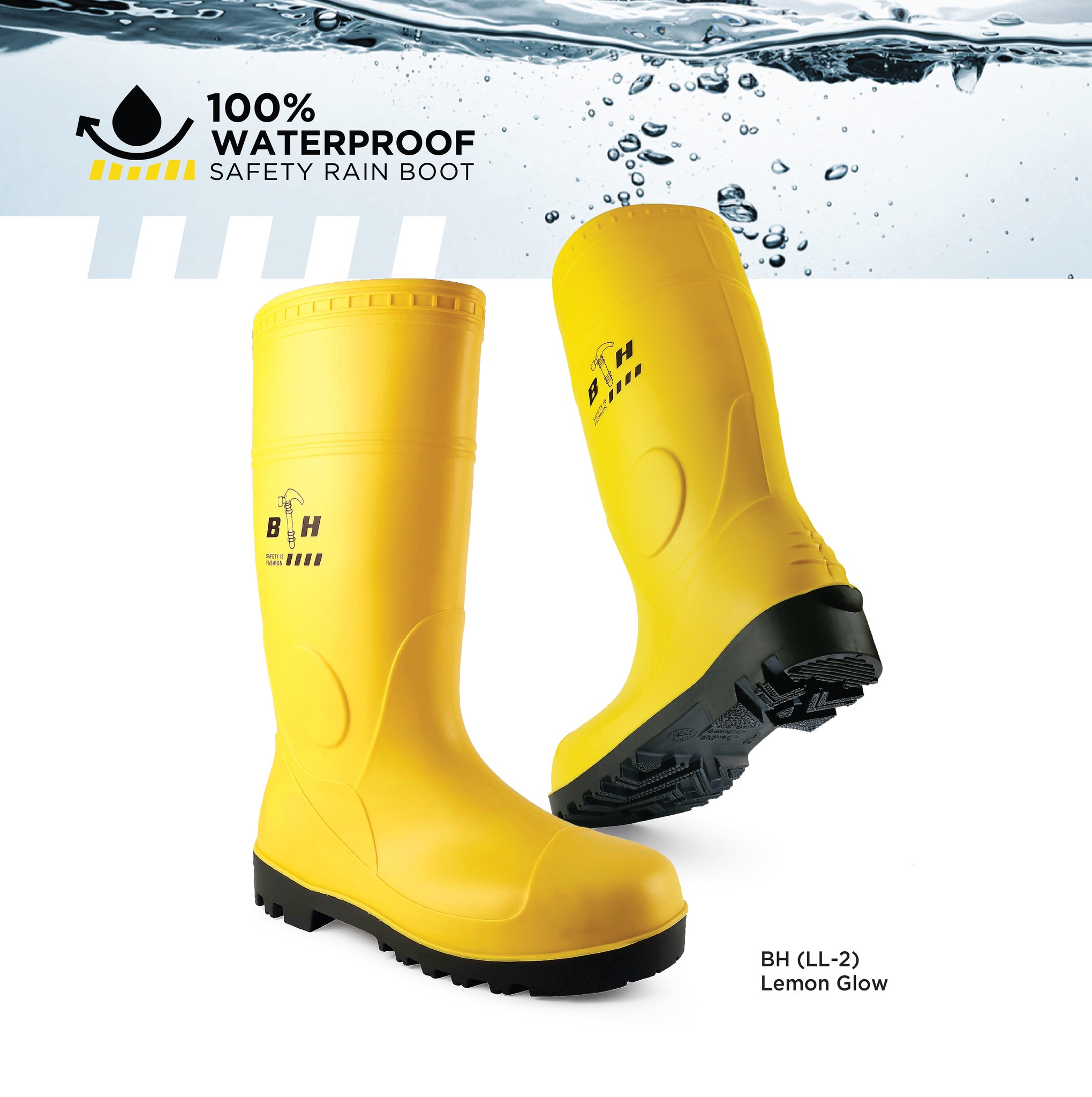 BLACK HAMMER Kasut Getah But Besi Waterproof Rain Boot Steel Toe Cap ...