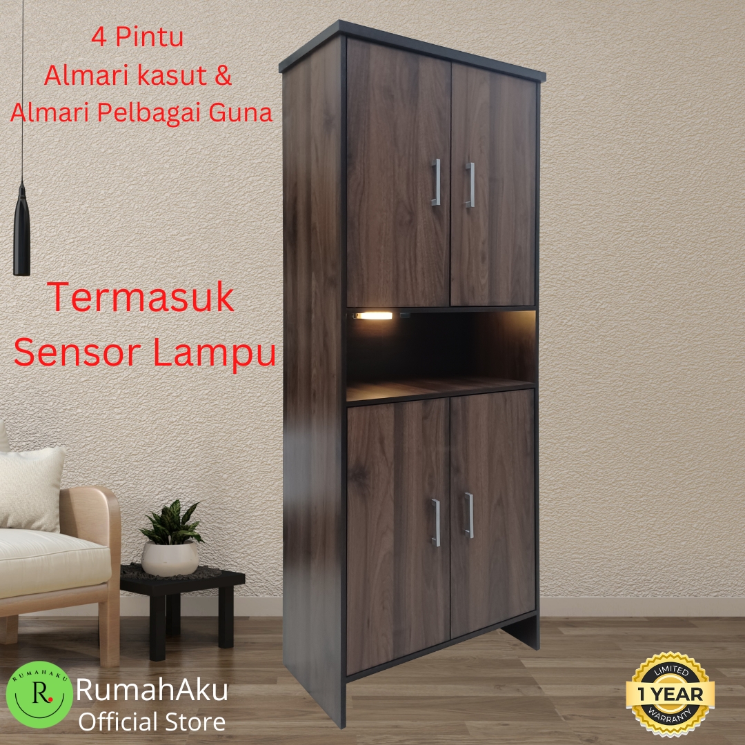 {Besar} LED & 4 doors almari kasut/pelbagai guna/storage rack/kabinet ...