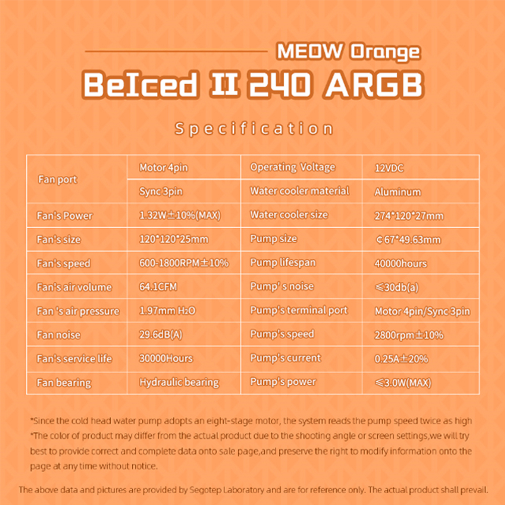 SEGOTEP x COLORFIRE BEICED II 240 ARGB MEOW EDITION LIQUID COOLER ...