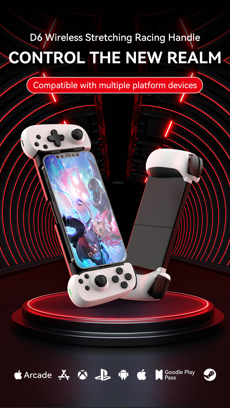 D6 Bluetooth Wireless Stretching Extendable Gaming Controller Gamepad Vibration Joystick Pad for ...