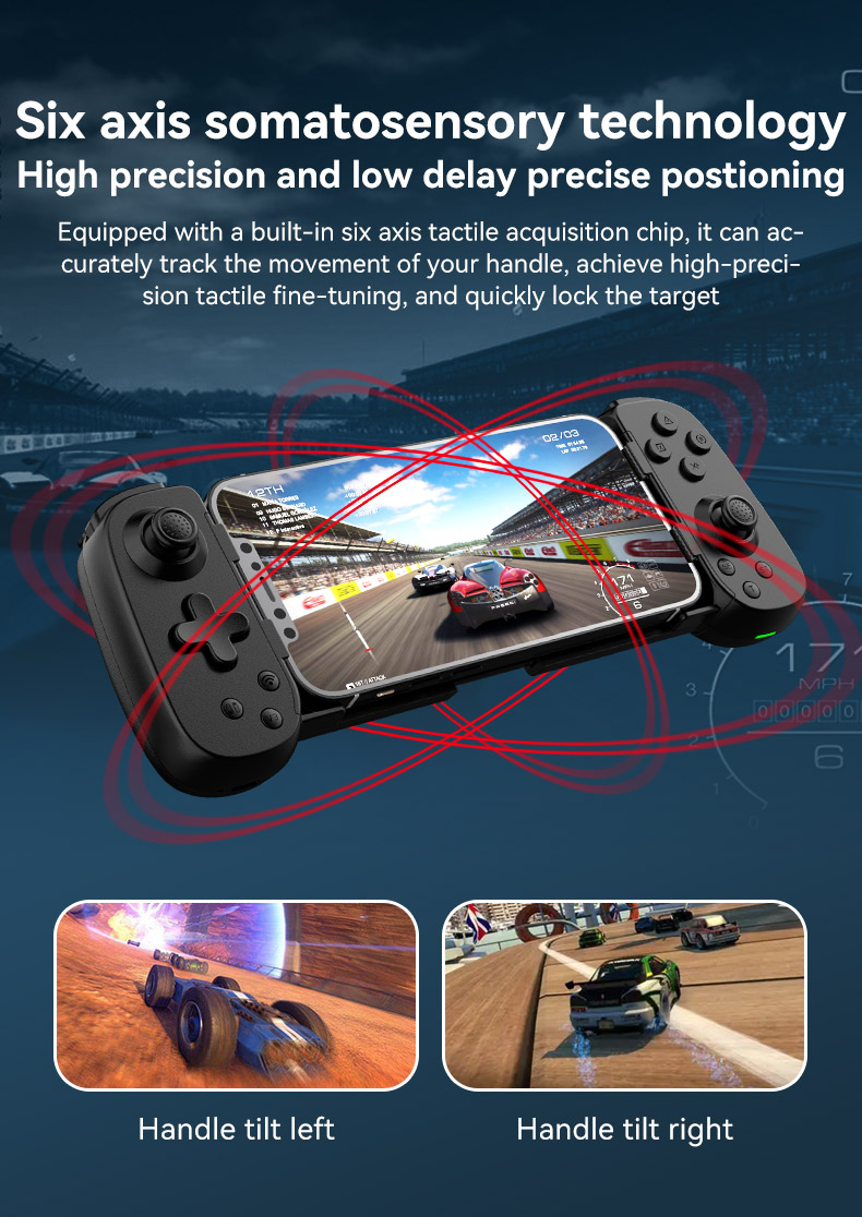 D6 Bluetooth Wireless Stretching Extendable Gaming Controller Gamepad Vibration Joystick Pad For