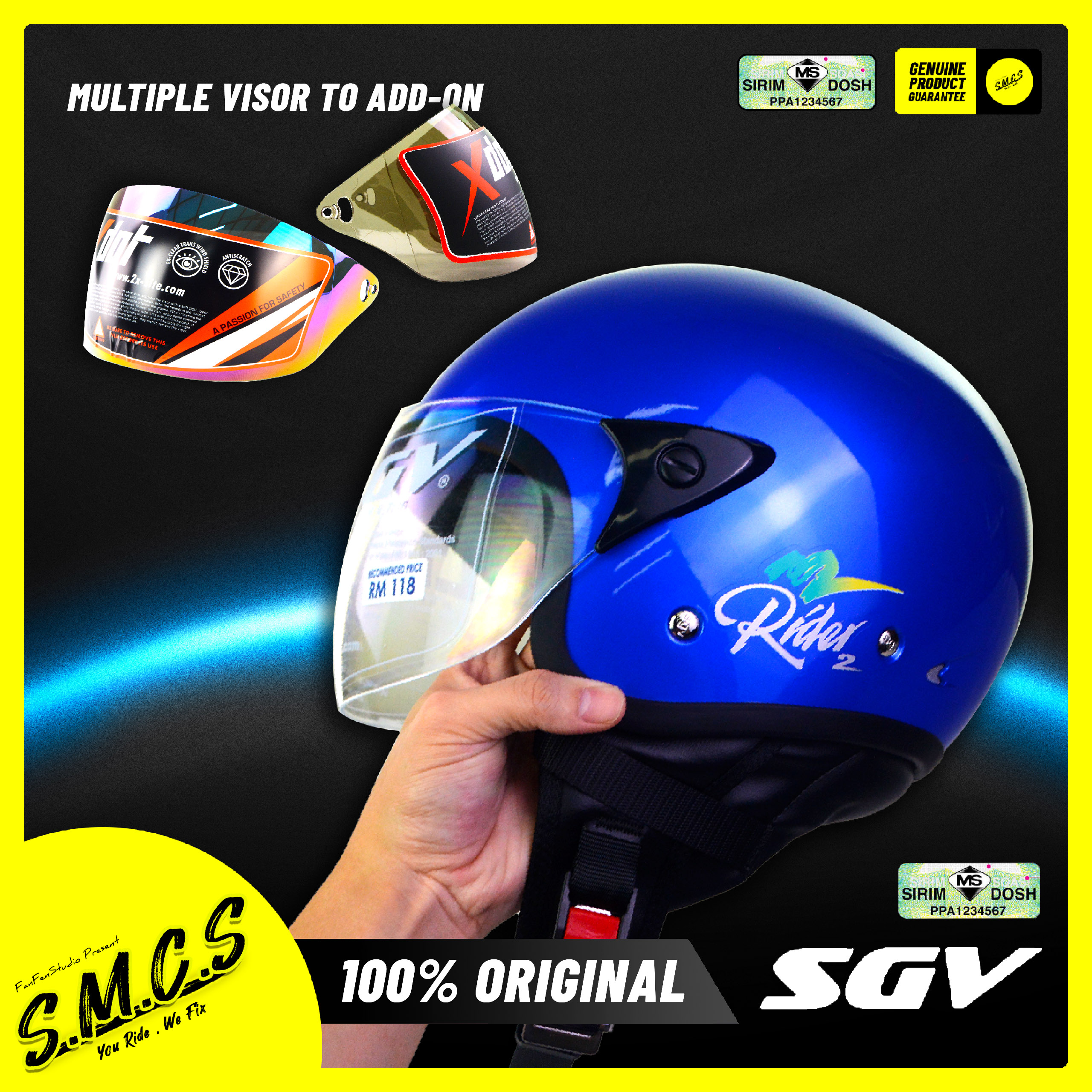 SGV Rider 2 Half Helmet 2/3 Steng Kura Helmet [NEW] 7 Colour/Warna (100 ...