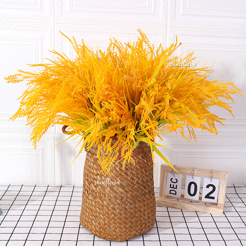 RICE FLOWER Artificial Wheat Ear Fake Plant Bouquet Plastic Paddy ...