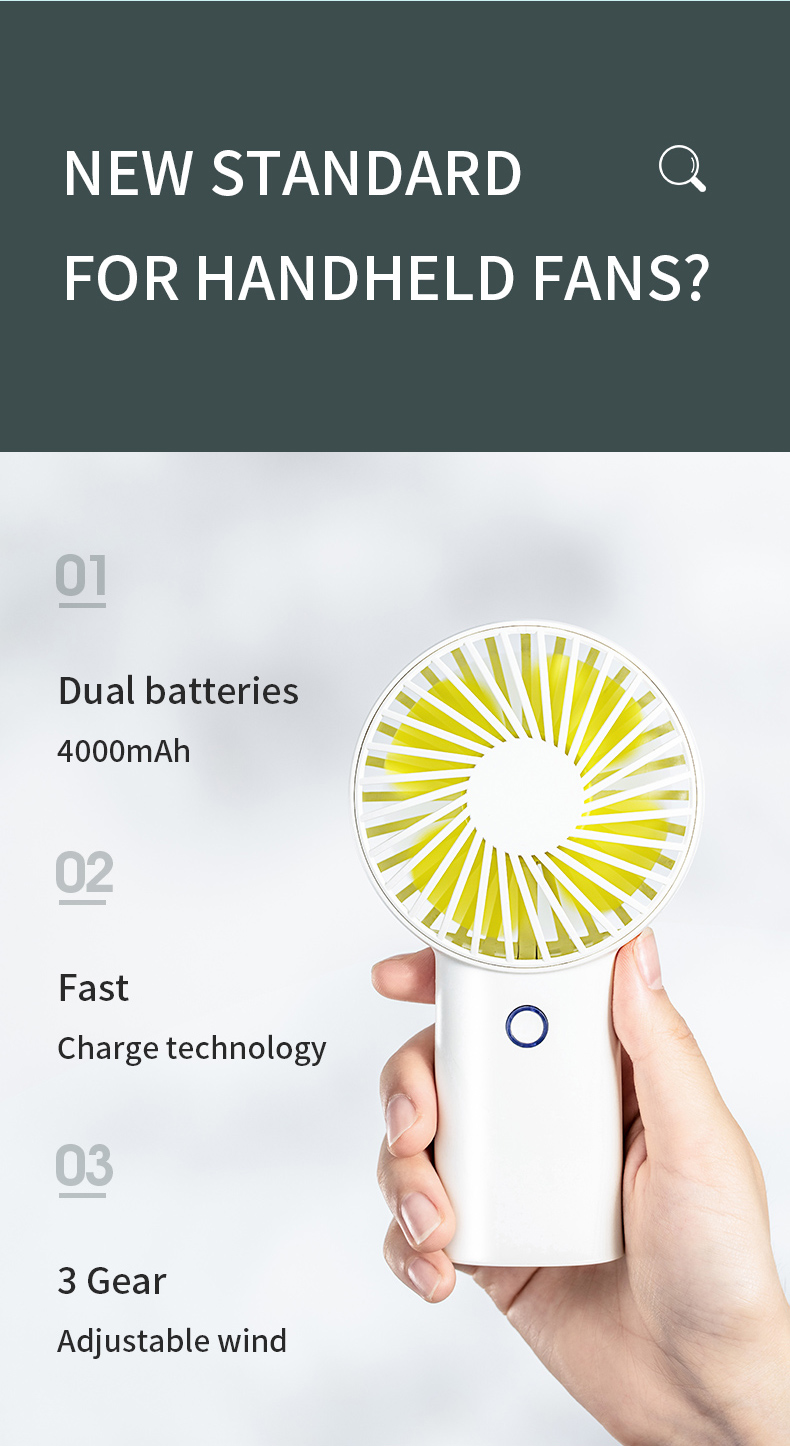JISULIFE Handheld Fan Life3 Mini Fan USB Rechargeable Portable Hand Fan ...