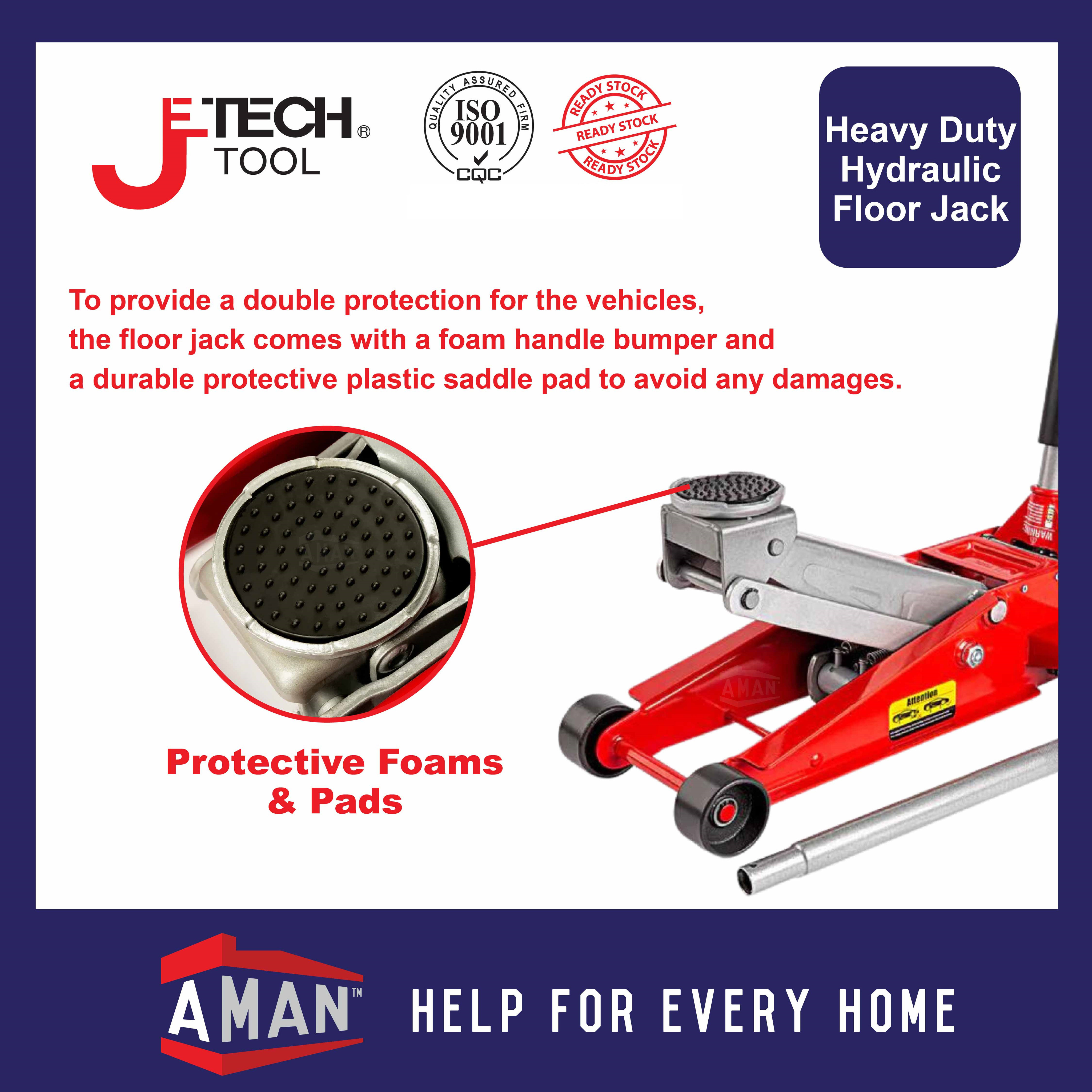 JETECH 3 Ton Heavy Duty Ultra Low Profile Hydraulic Floor Jack Garage ...