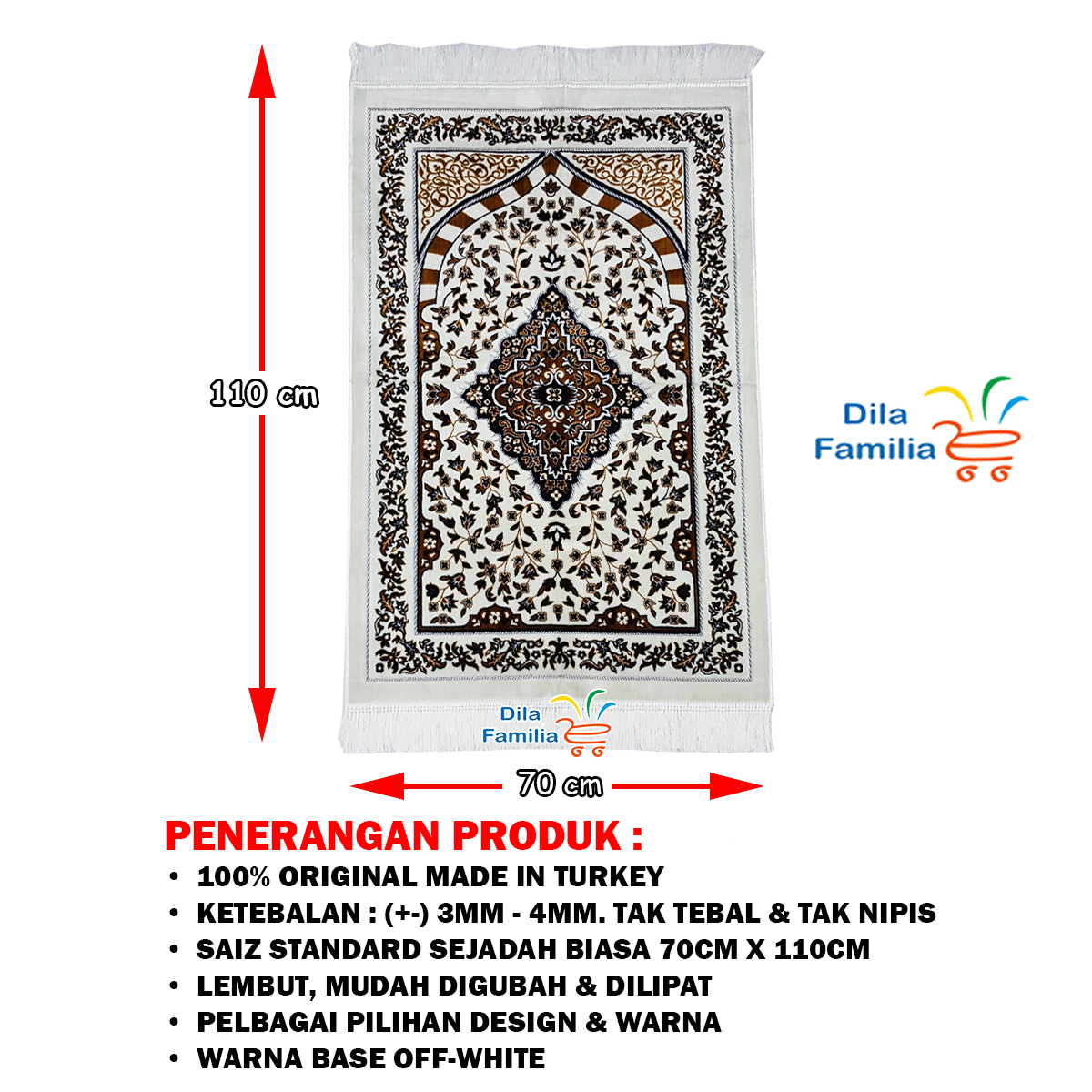 Sejadah Turki Tebal Putih Corak Bunga Petak Nikah Hantaran Kahwin ...