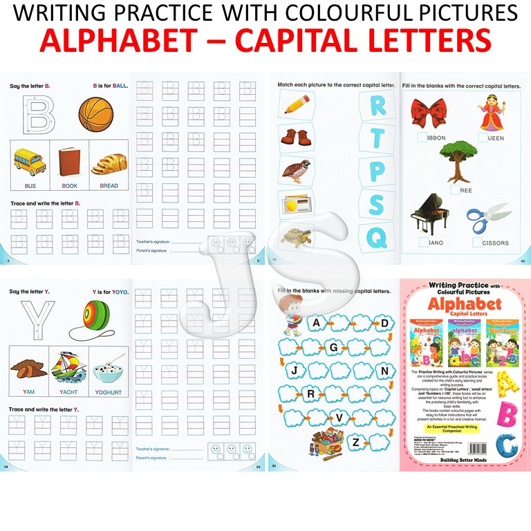 PRACTICE WRITING WITH COLOURFUL PICTURES & WRITING PRACTICE ALPHABETS ...