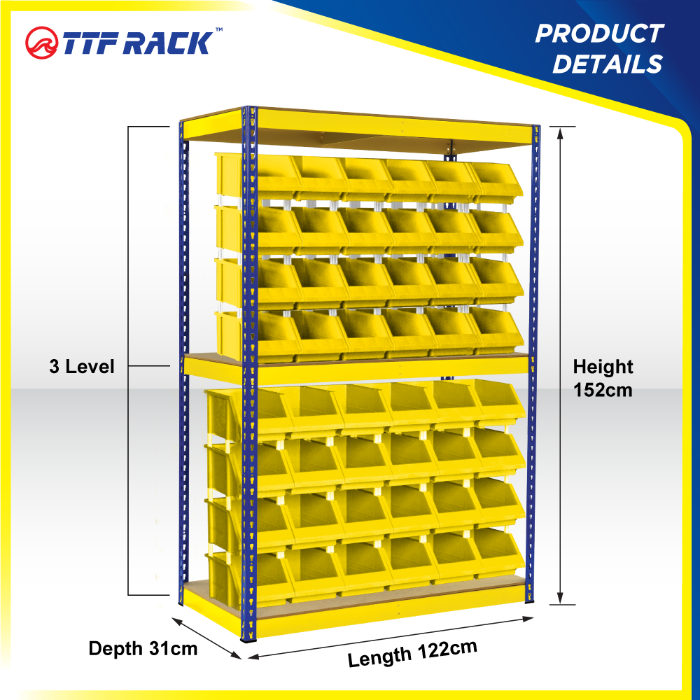 TTF Rack™ (BOLTLESS RACK + MULTI TOOL BOX) (H)152cm(D)31cm (L)122cm 3 ...