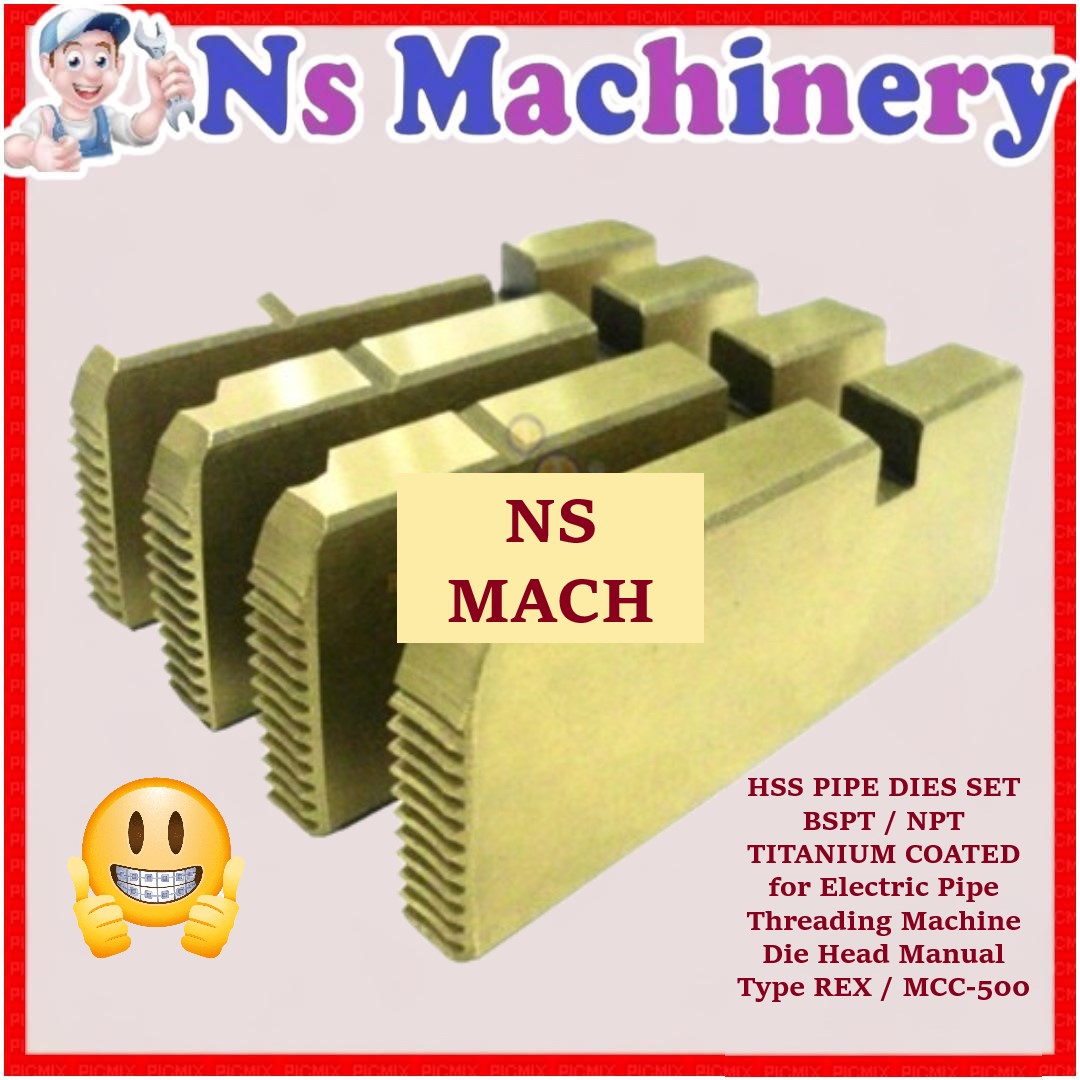 HSS PIPE DIES SET BSPT / NPT TITANIUM COATED for Electric Pipe Threading Machine Die Head Manual ...