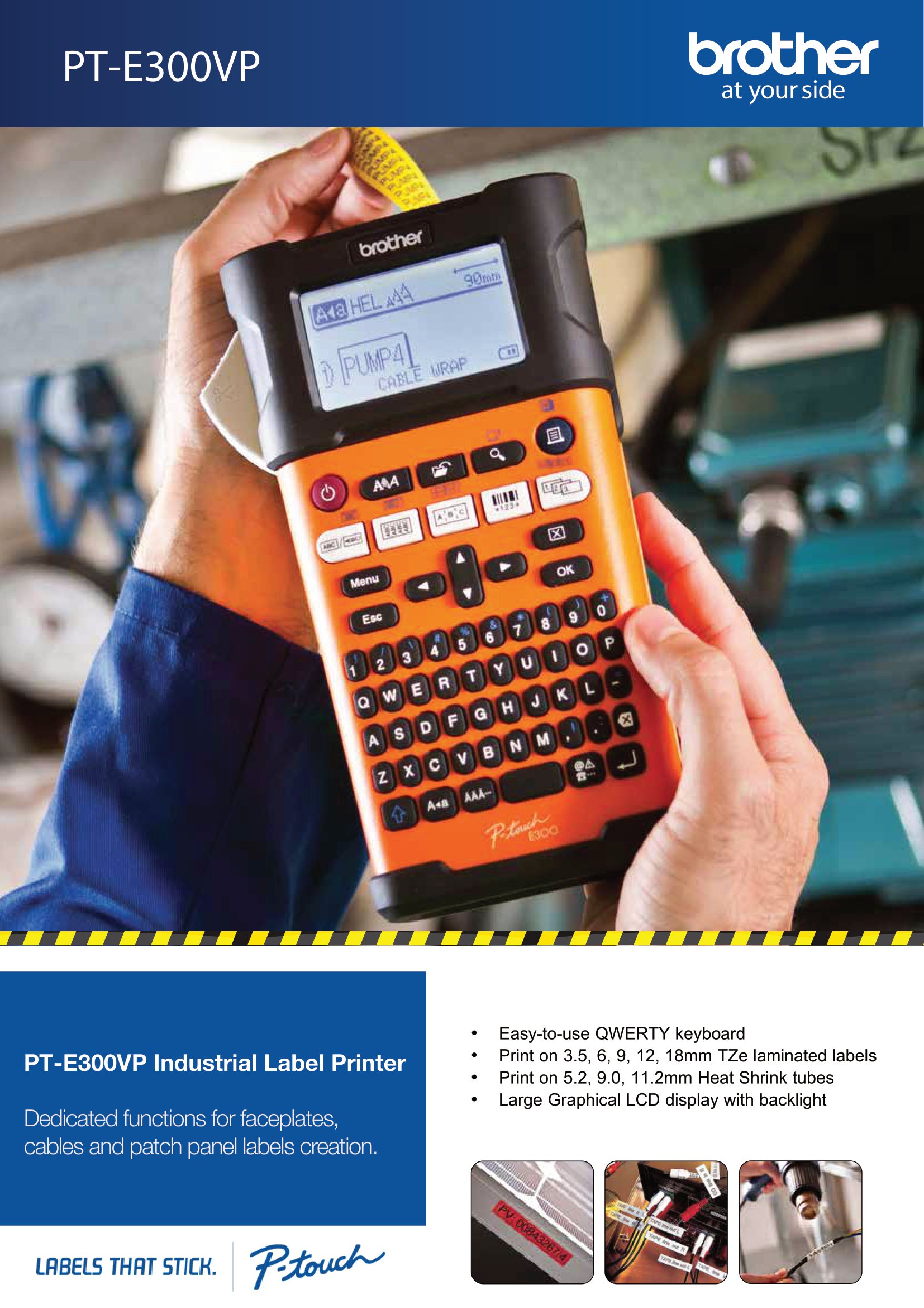 Brother PT-E300VP / PT-E110VP Label Printer Industrial Portable ...