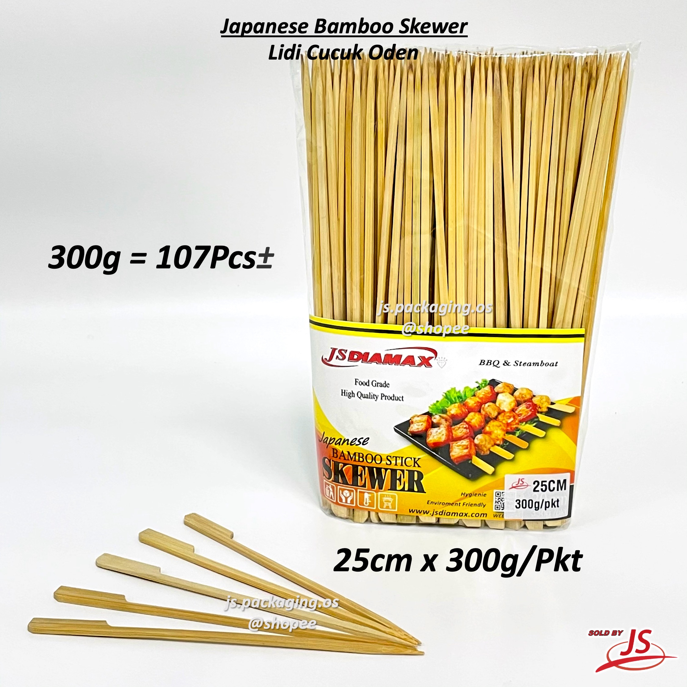 15cm/18cm/20cm/25cm Lidi Cucuk Oden Fruit Bamboo Stick Skewer Sausage ...