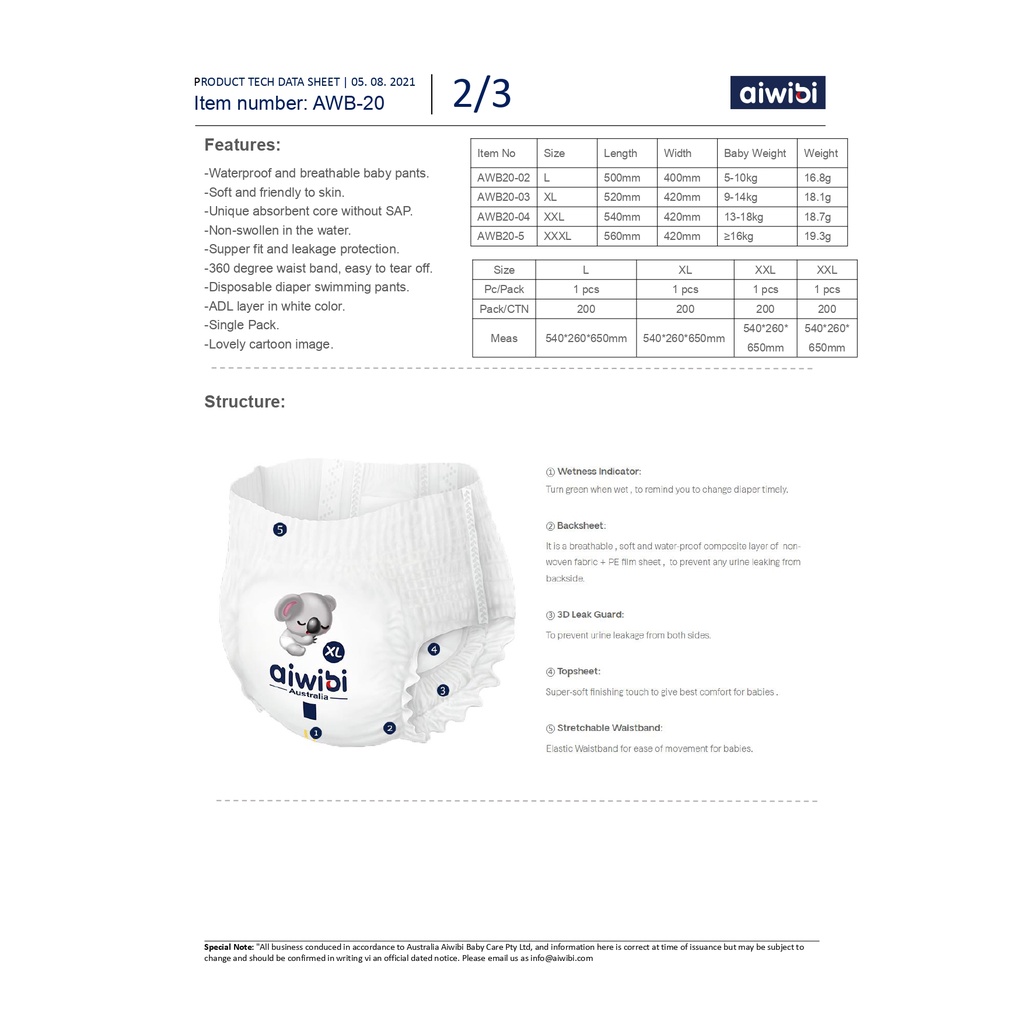 Aiwibi Disposable Baby Swimming Diaper Pants-Size L/XL/XXL/XXXL ...