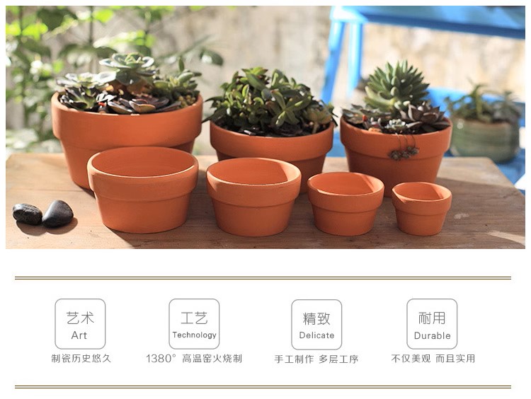 Red Pottery Shallow Clay Pot Terracotta Pot 红陶多肉陶瓷矮花盆 Pasu Teracotta ...