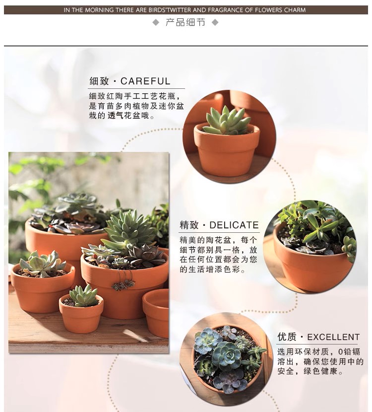 Red Pottery Shallow Clay Pot Terracotta Pot 红陶多肉陶瓷矮花盆 Pasu Teracotta ...