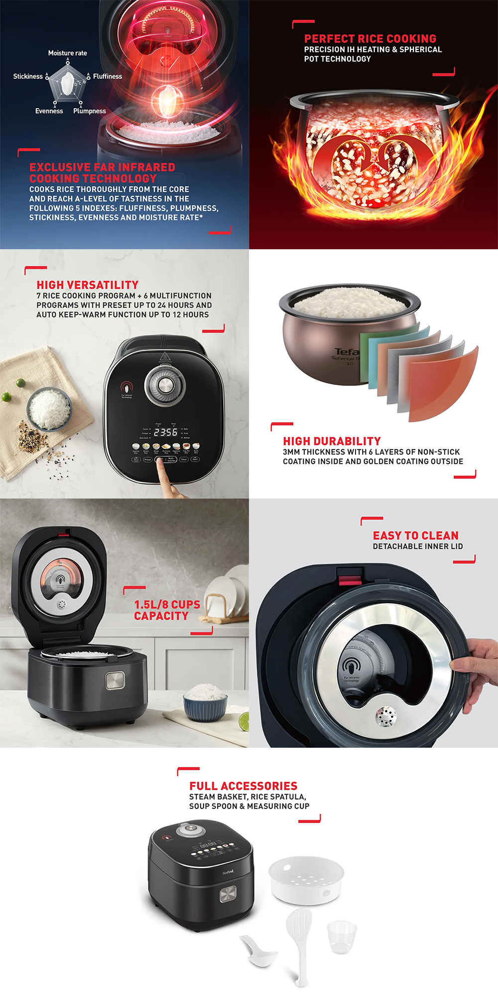 Tefal RK8868 1.5L Far Infrared IH Rice Cooker | ESH | Shopee Malaysia