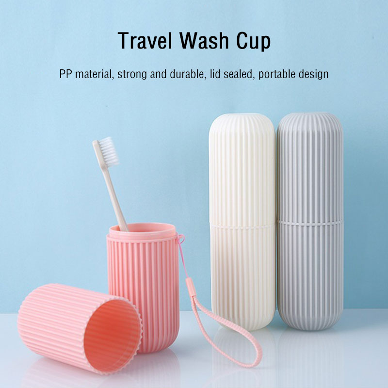Portable Toothbrush Storage Box 2 in 1 Travel Mouthwash Cup Toiletries ...