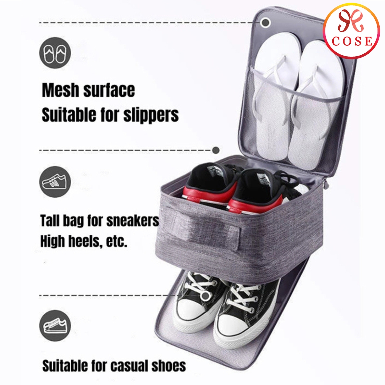 COSE Travel Shoes Bag Organizer Multi Layer Shoe Bag Sport Beg Kasut ...