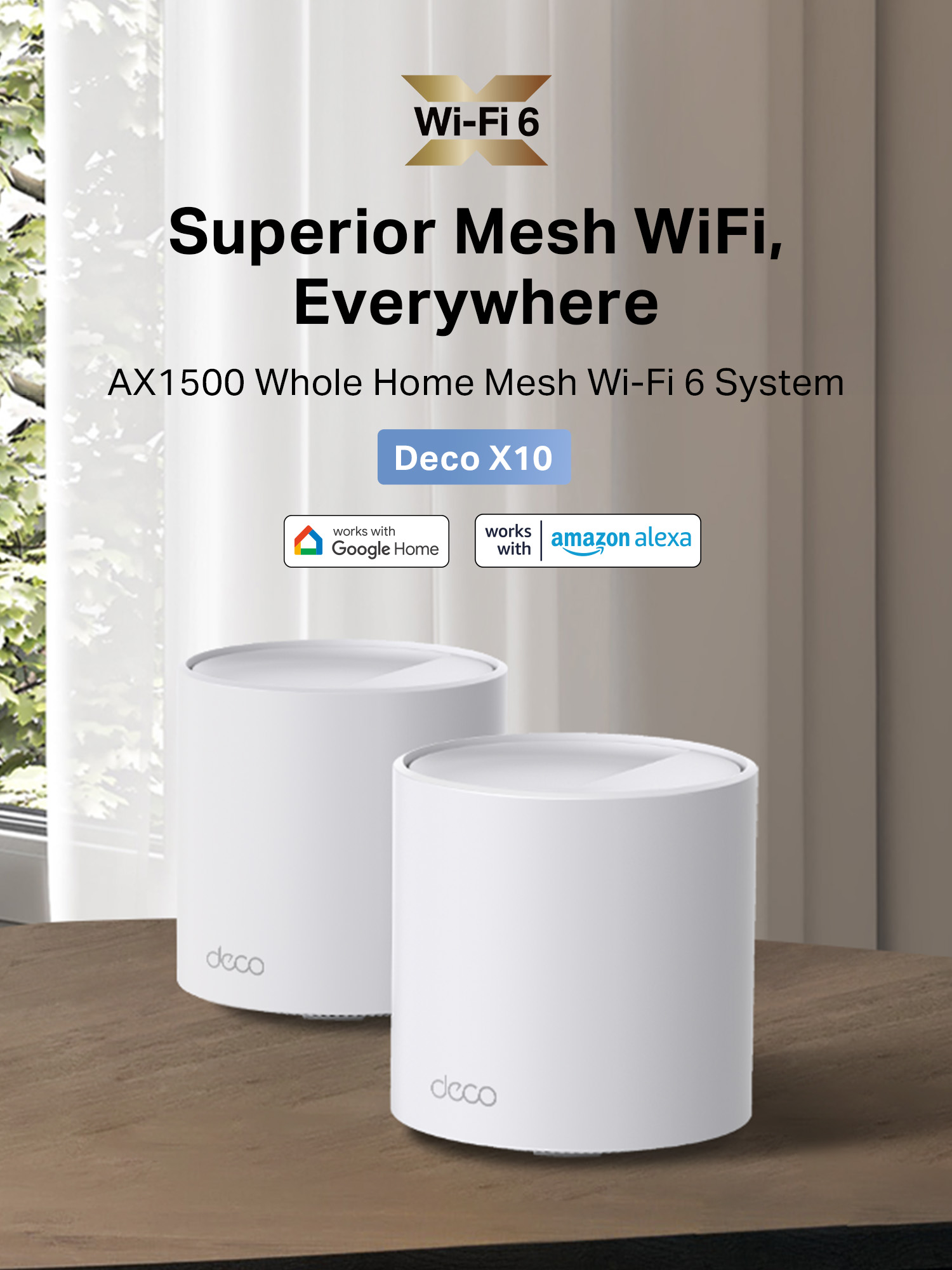 TP-Link AX1500 Whole Home AI-Driven WiFi 6 Mesh Router Deco X10 (1 / 2 ...