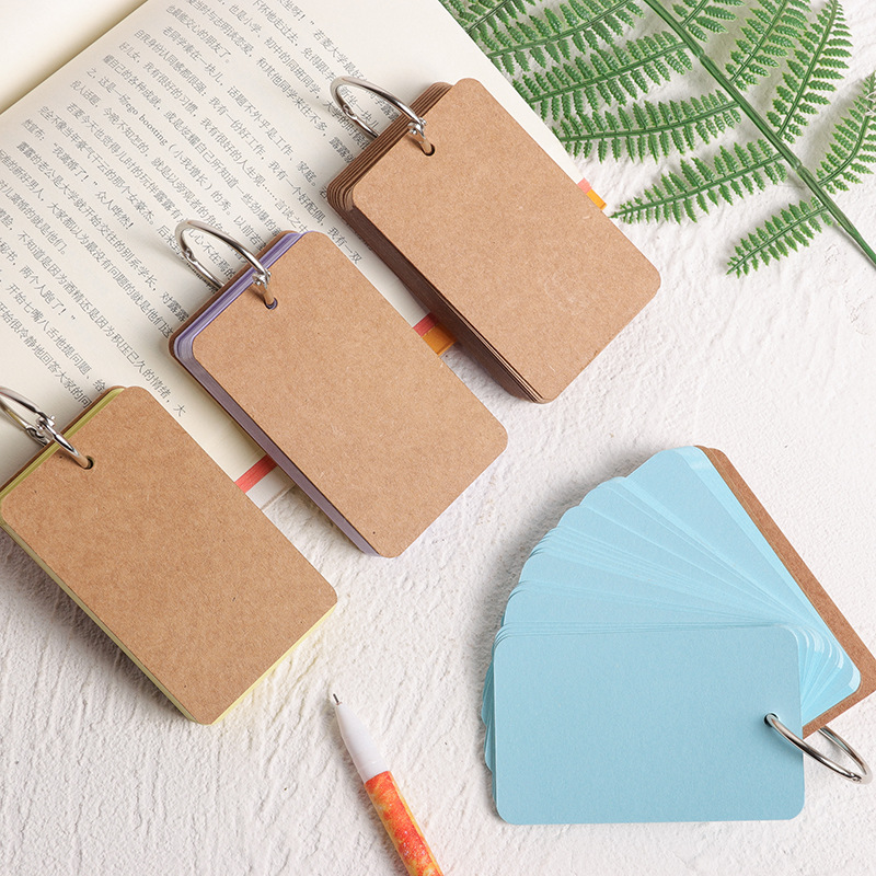 Portable Colourful Plain Hard Cover Memo Flash Cards Metal Ring Blank ...