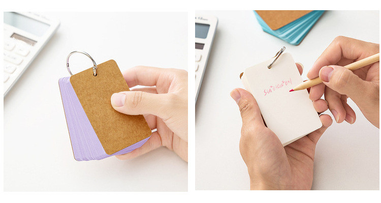 Portable Colourful Plain Hard Cover Memo Flash Cards Metal Ring Blank ...