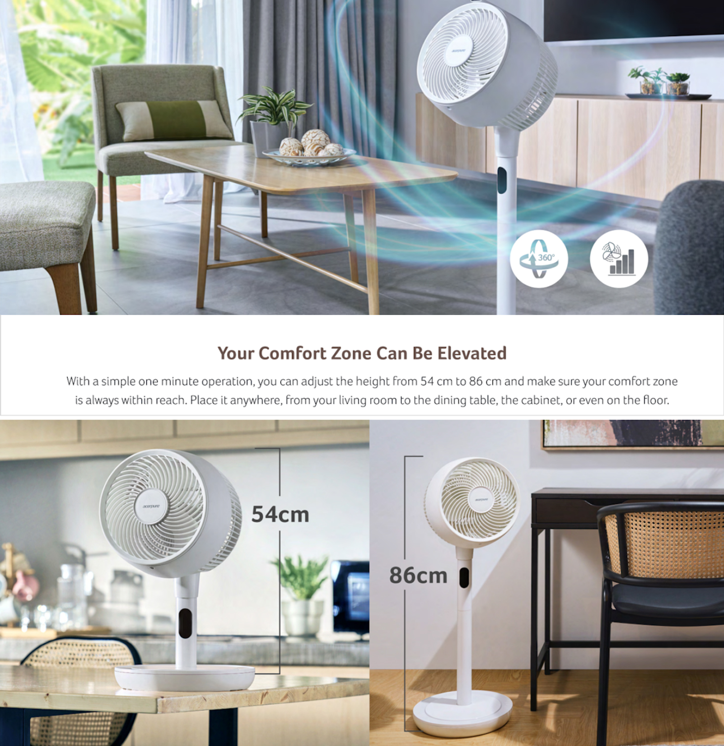 ACERPURE COZY F2 AIR CIRCULATOR FAN - PINK / BEIGE / WHITE | Shopee ...