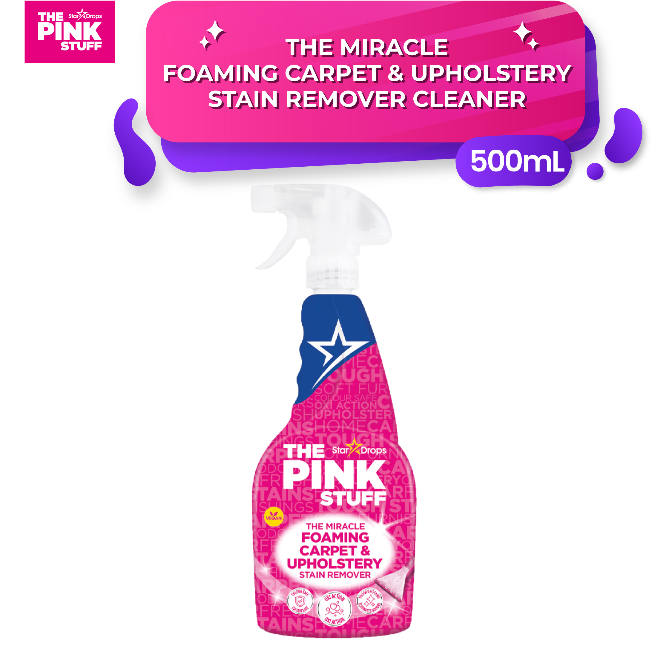 The Pink Stuff The Miracle Foaming Carpet & Upholstery Stain Remover ...