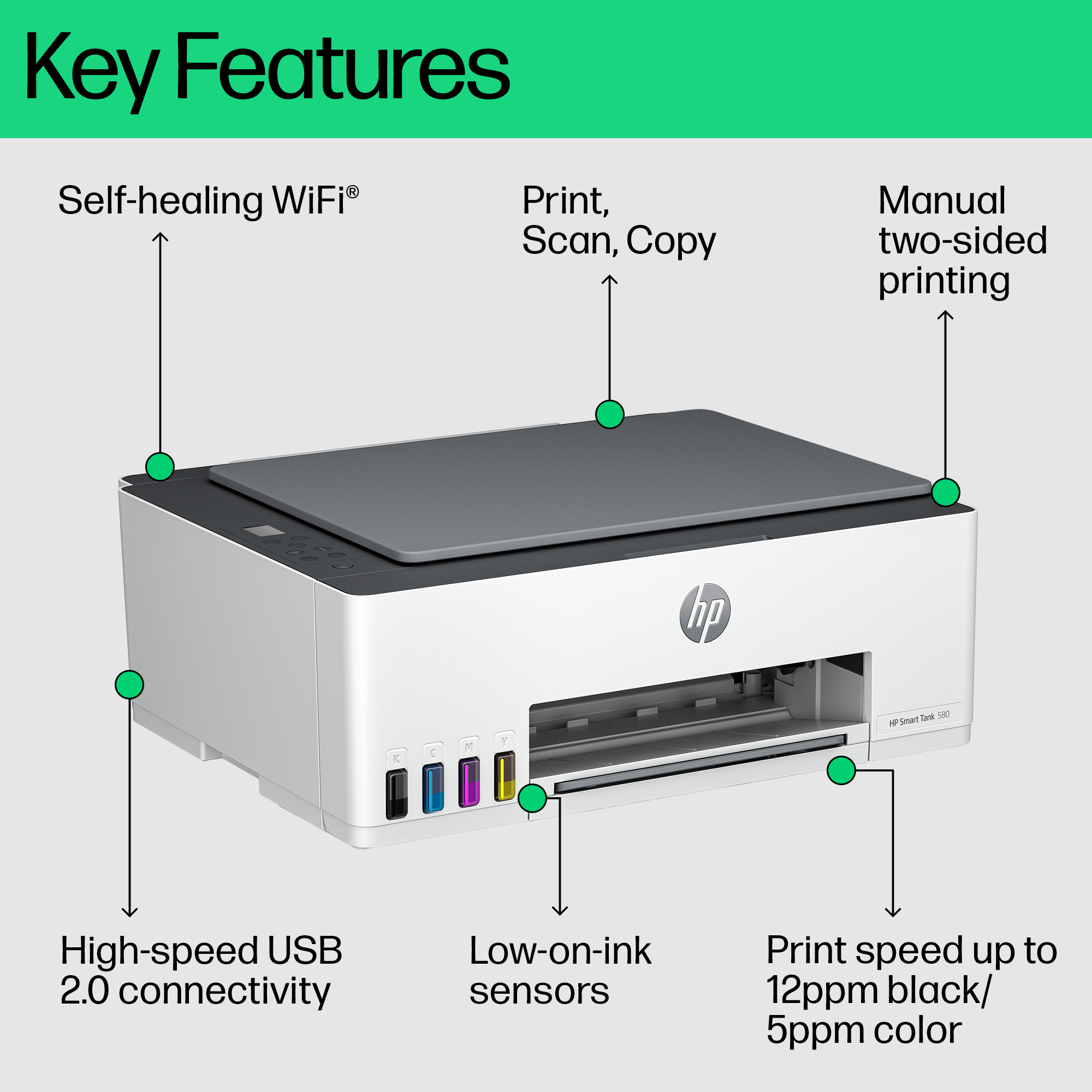 HP Smart Tank 520 A4 Color Inkjet All-In-One Printer Print/Scan/Copy ...
