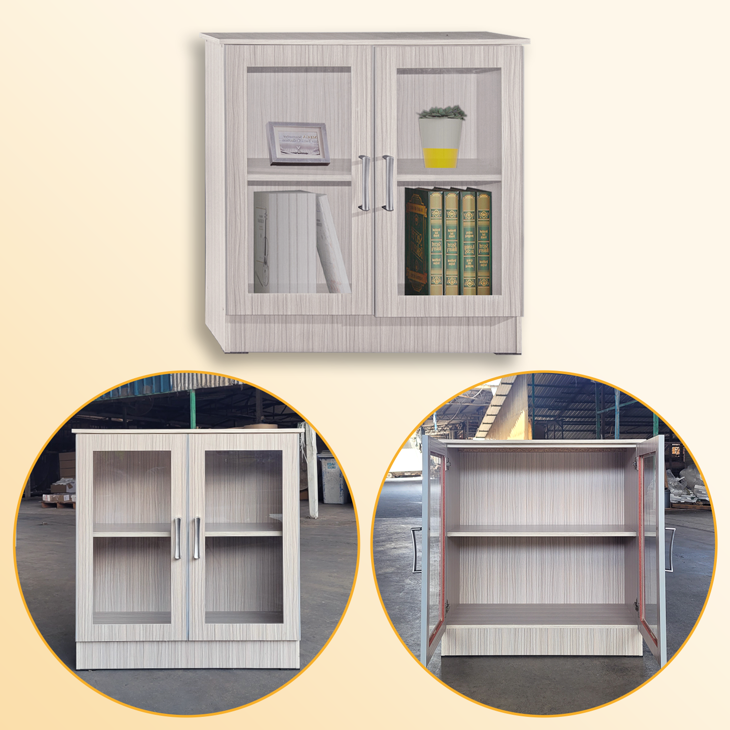 HOMATRIX Display Glass Cabinet Living Room Bookcase Storage Almari Kaca ...